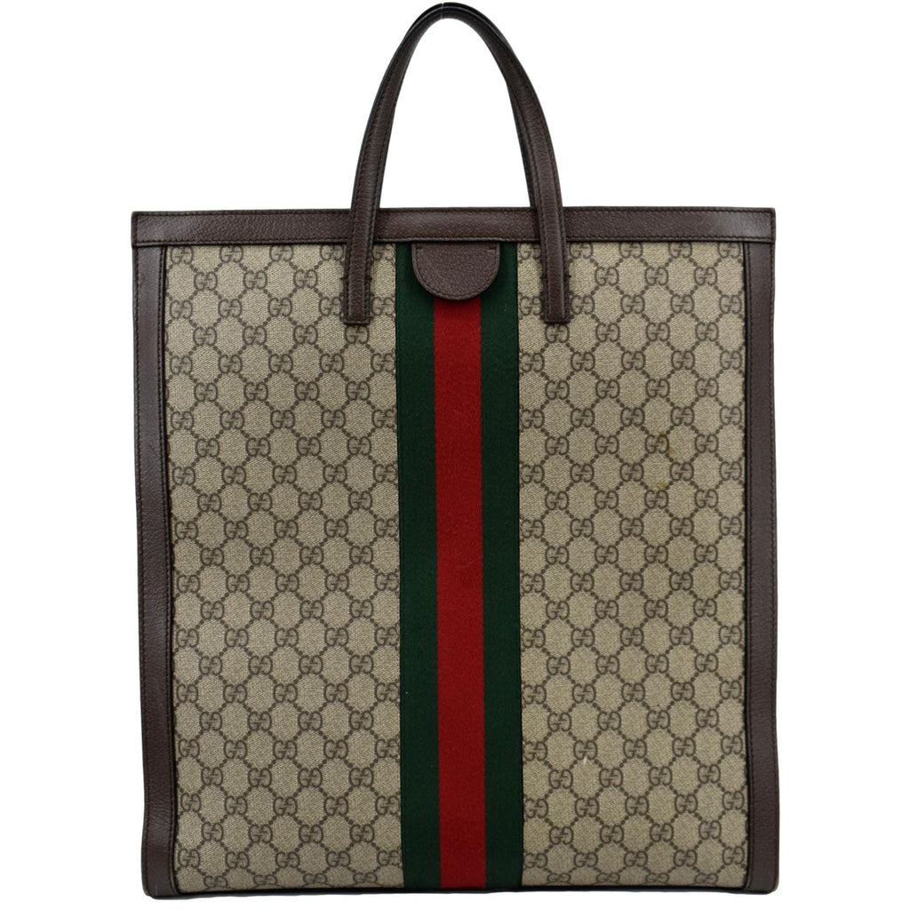 GUCCI Ophidia GG Vertical Supreme Monogram Web Tote Bag Brown 524536