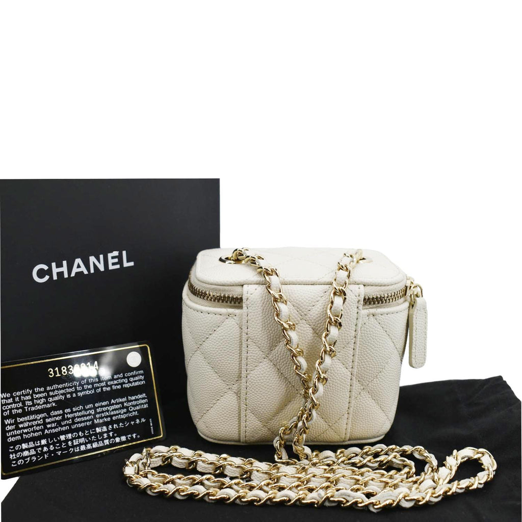 CHANEL Vanity Case Quilted Leather Crossbody Bag White