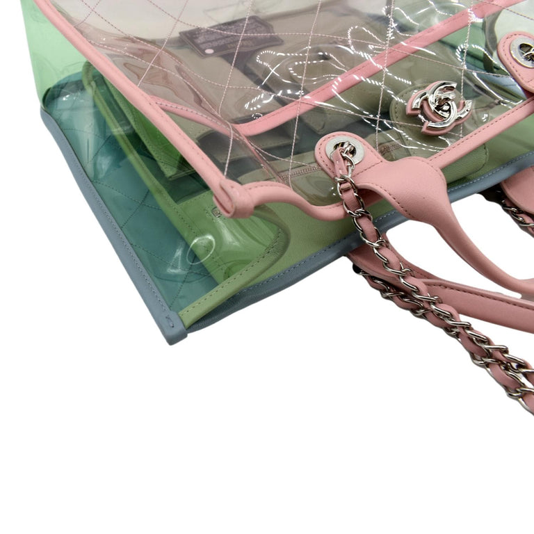 CHANEL Coco Splash Lambskin PVC Quilted Shopping Tote Pink