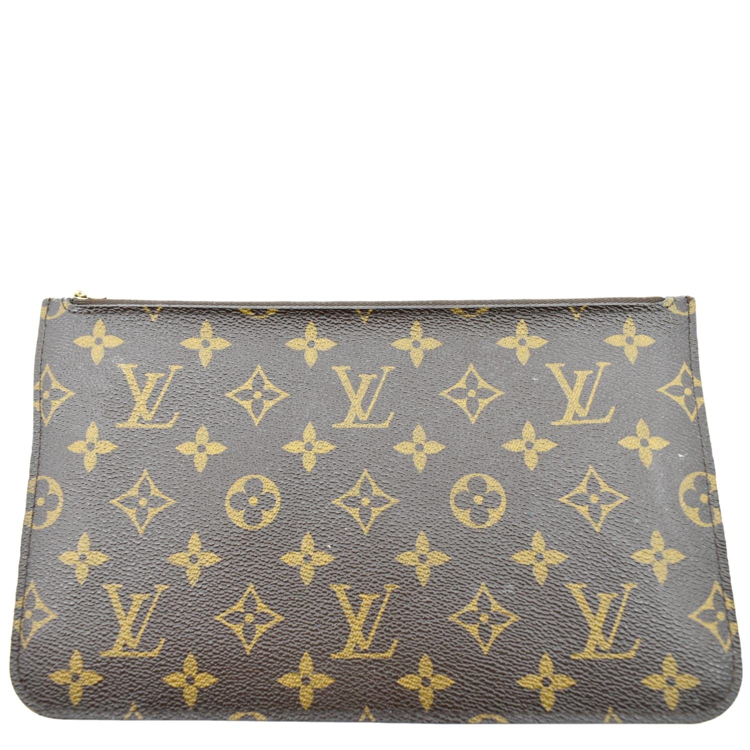 LOUIS VUITTON Neverfull Monogram Canvas Pochette Wristlet Pouch Brown