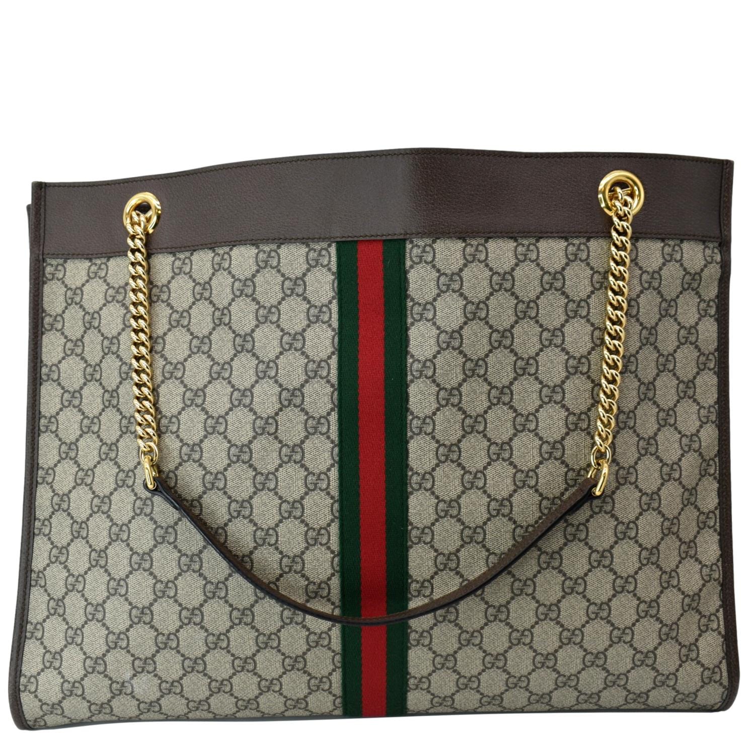 GUCCI Rajah Large Leather Tote Shoulder Bag Beige 537219