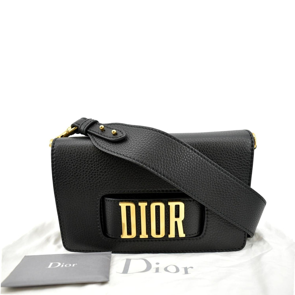 CHRISTIAN DIOR Dio(r)evolution Flap Grained Calfskin Shoulder Bag Blac