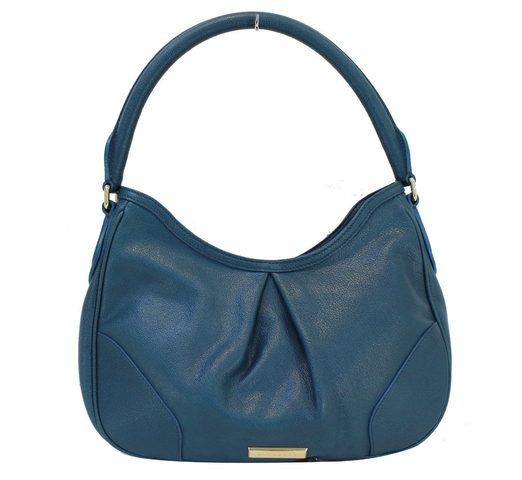 BURBERRY Hernville Leather Teal Small Hobo Bag - Sale
