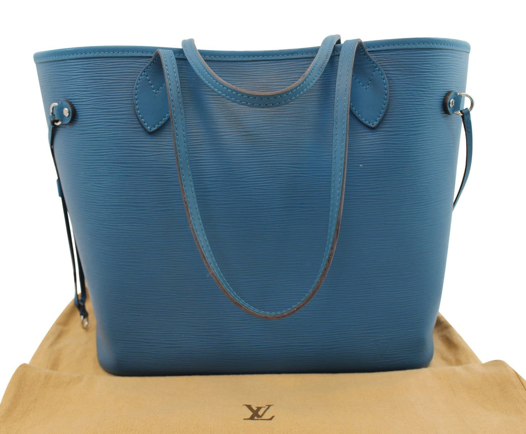 LOUIS VUITTON Cyan Epi Leather Neverfull MM Tote Bag